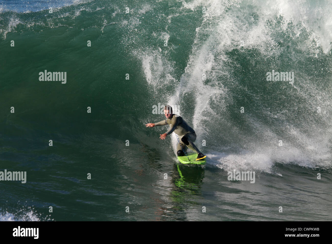 bodyboarder riding a huge wave at the Wedge Newport Beach California in ...