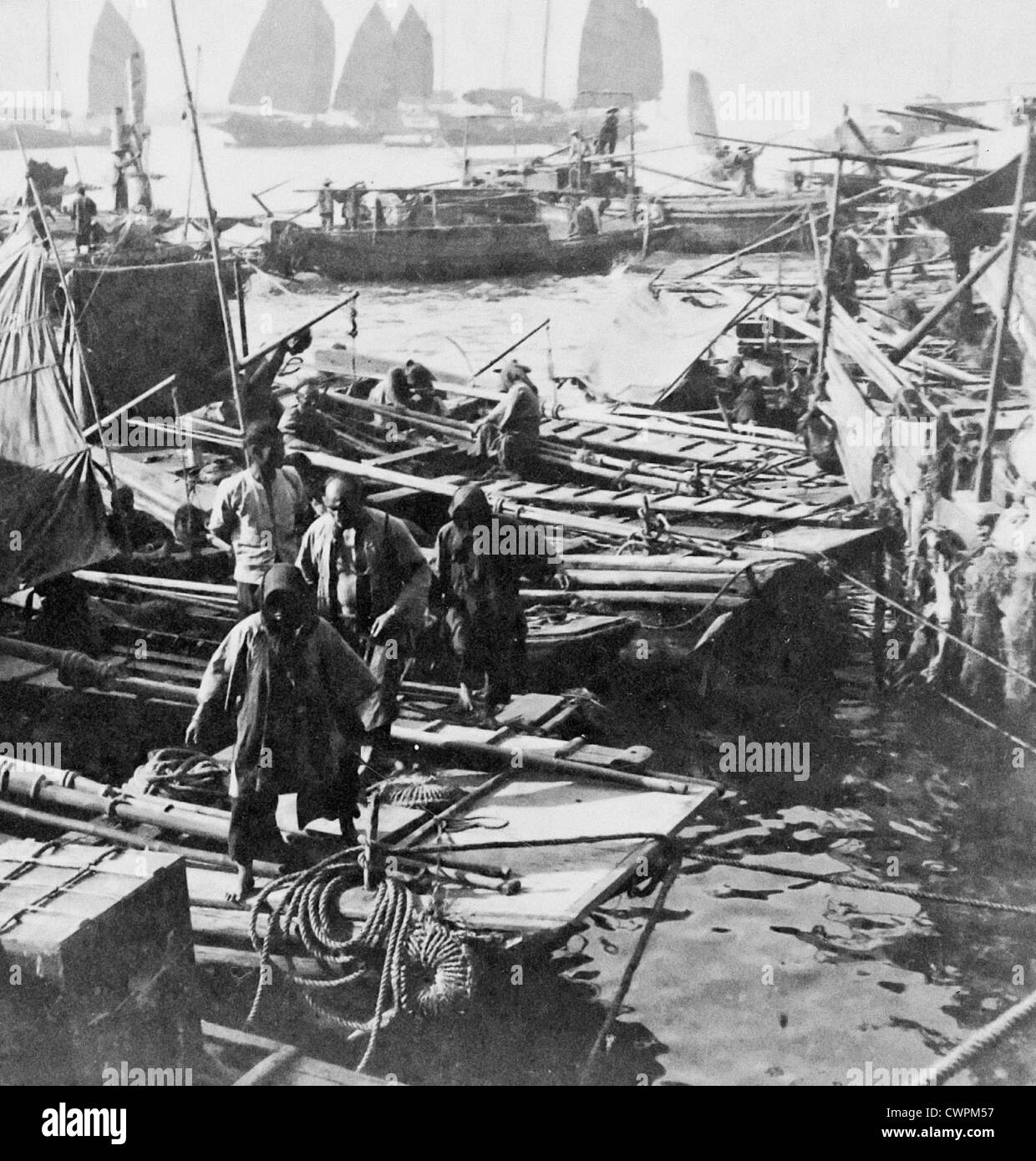 In the harbor of Hong Kong, China, circa 1896 Stock Photo - Alamy