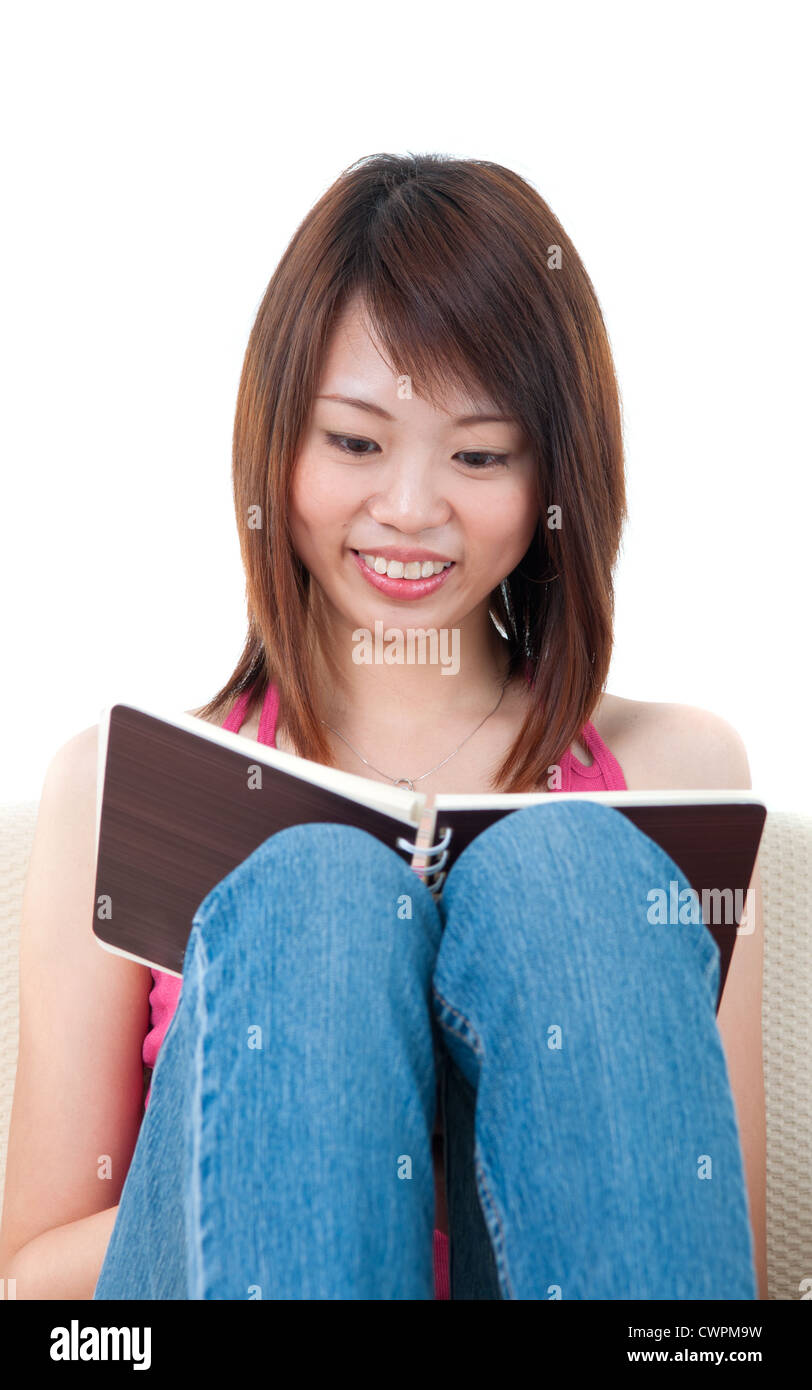 asian girl reading a book Stock Photo - Alamy