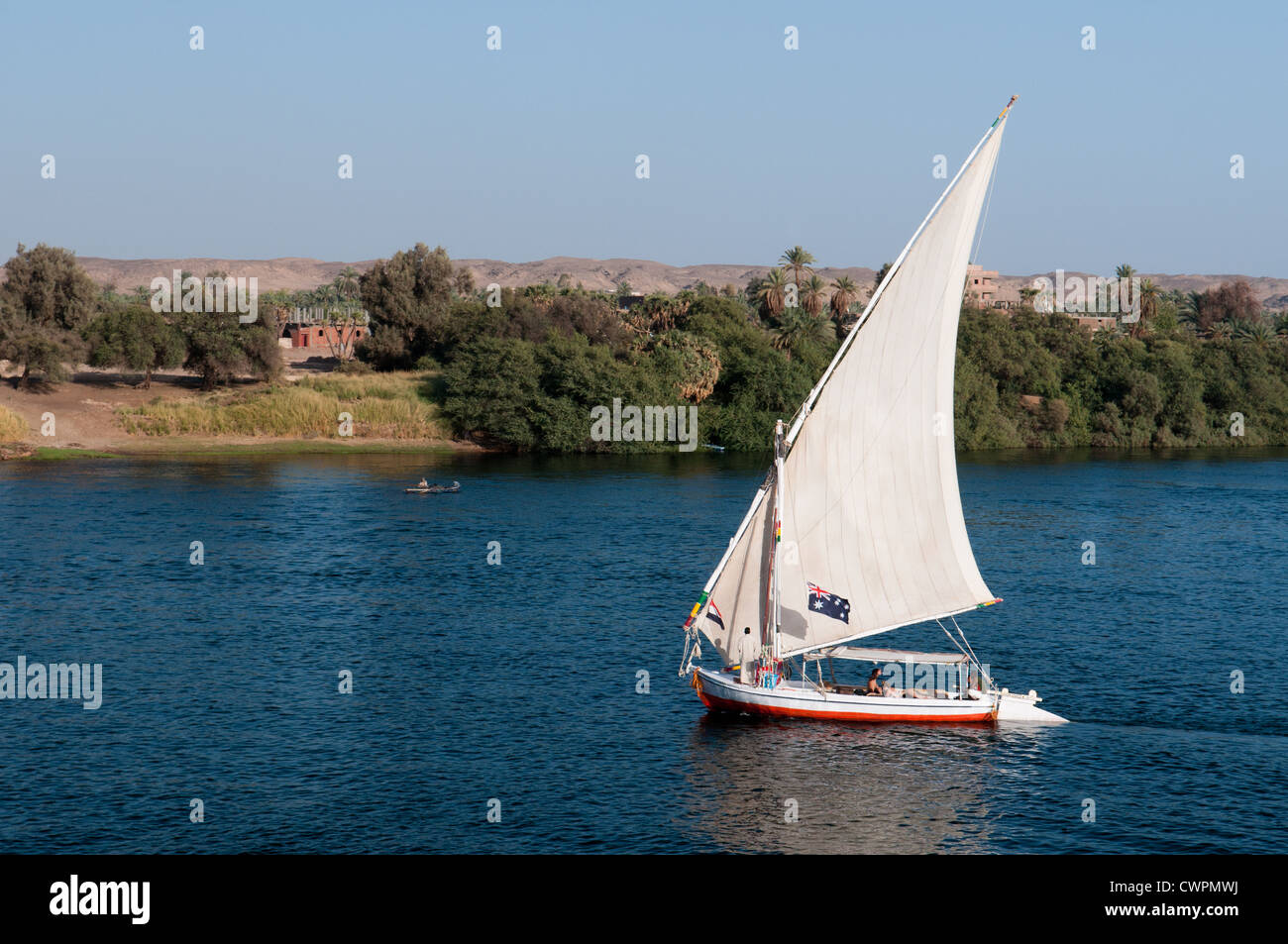 Felucca Nile river Egypt between Aswan and Luxor Stock Photo - Alamy