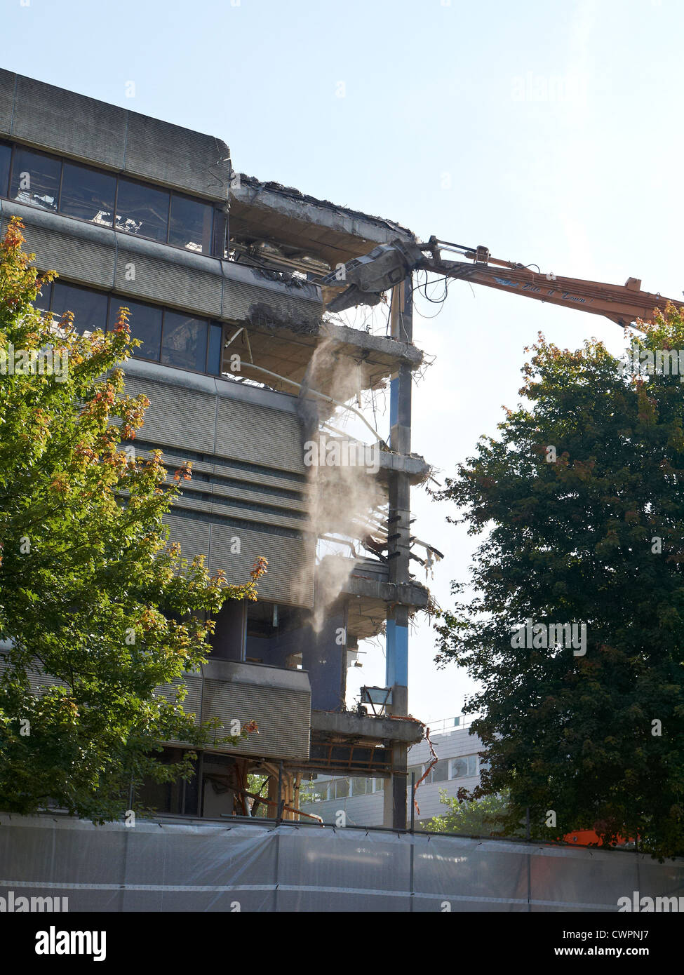 Demolition of BBC New Broadcasting House on Oxford Road in Manchester ...