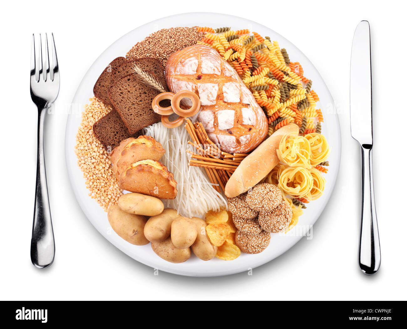 Bakery products on a plate. White background Stock Photo - Alamy