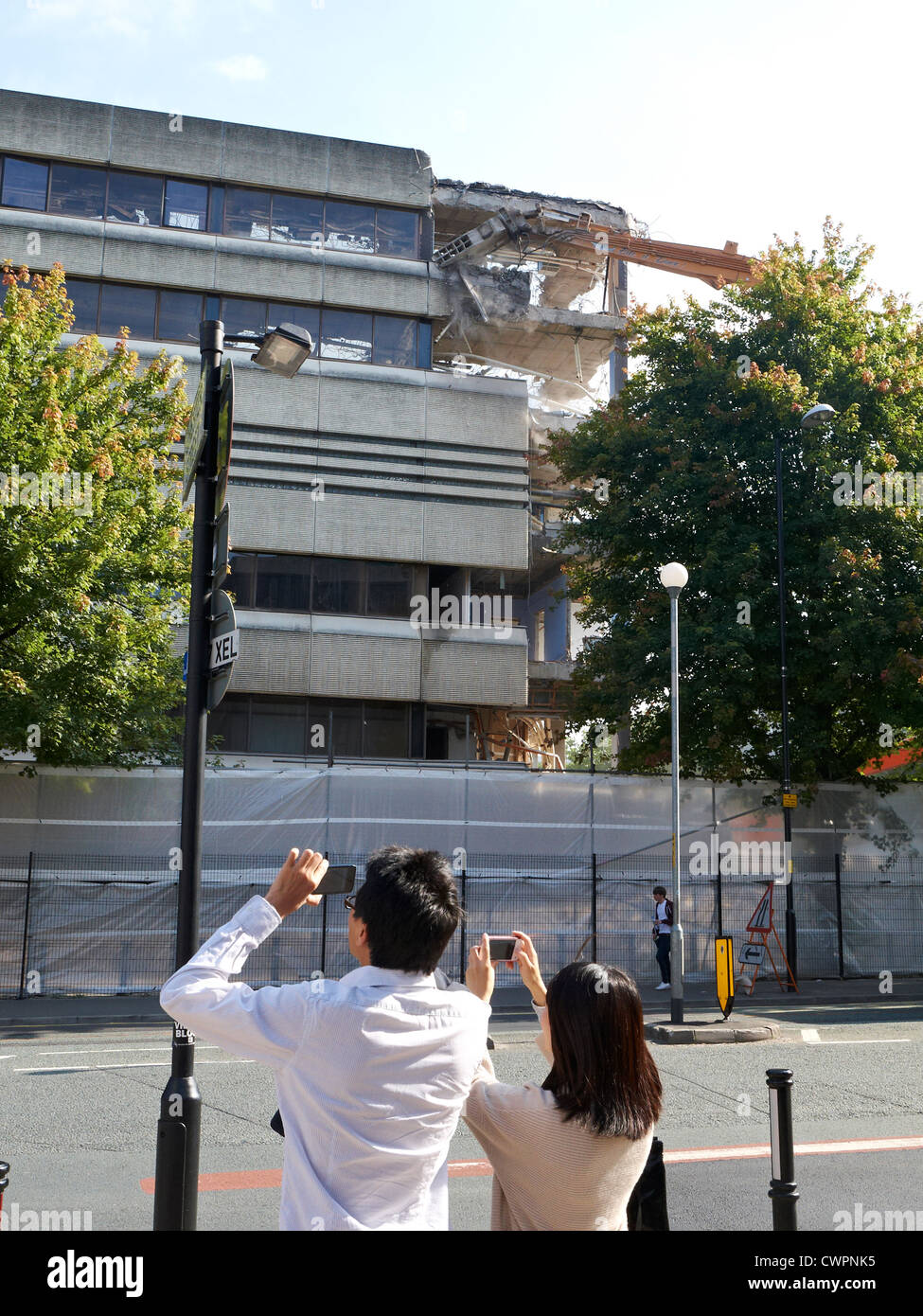 Demolition of BBC New Broadcasting House on Oxford Road in Manchester ...