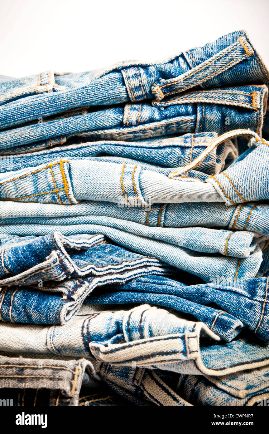 stack of blue jeans Stock Photo - Alamy