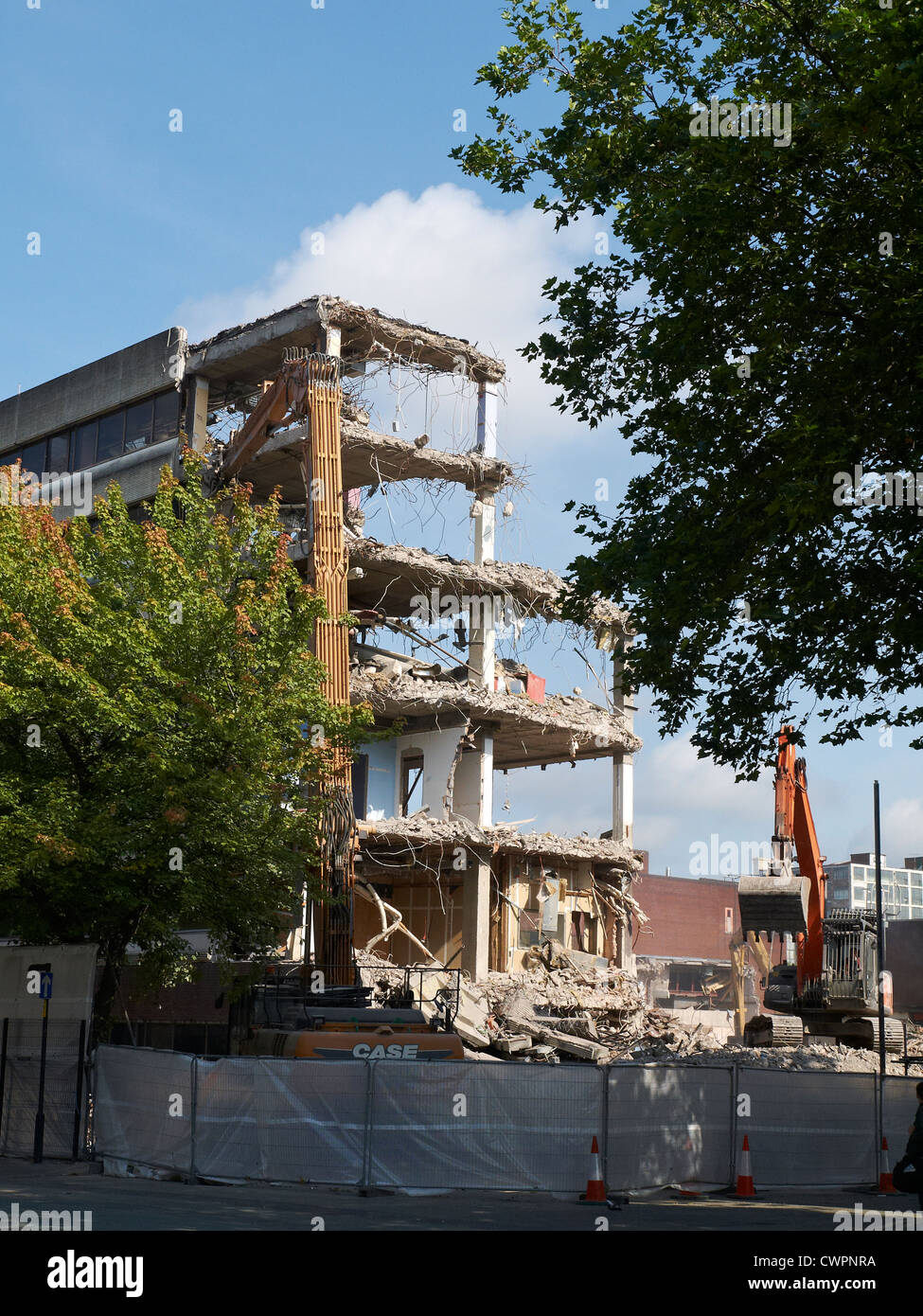 Demolition of BBC New Broadcasting House on Oxford Road in Manchester ...