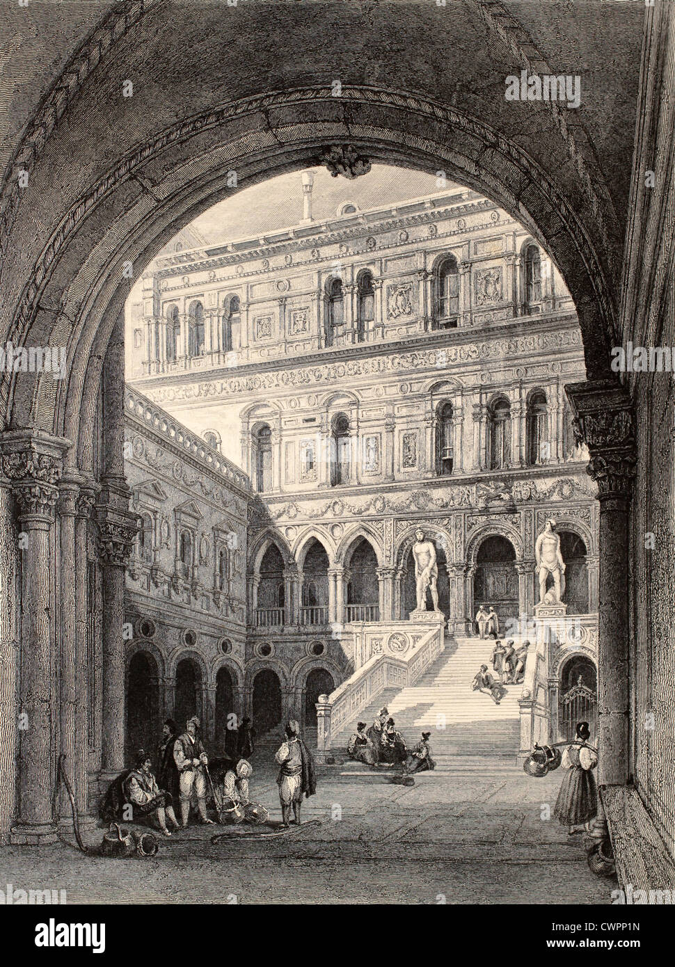 Scala dei Giganti (Giants' Staircase) in Doge's Palace, Venice Stock ...