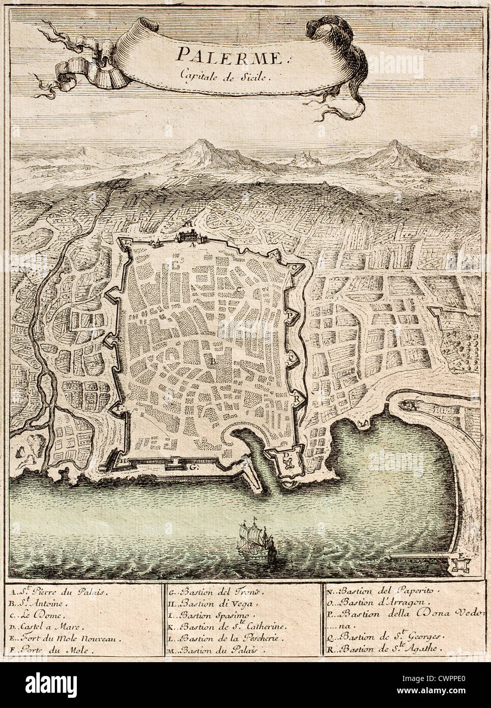 Antique map of palermo hi-res stock photography and images - Alamy