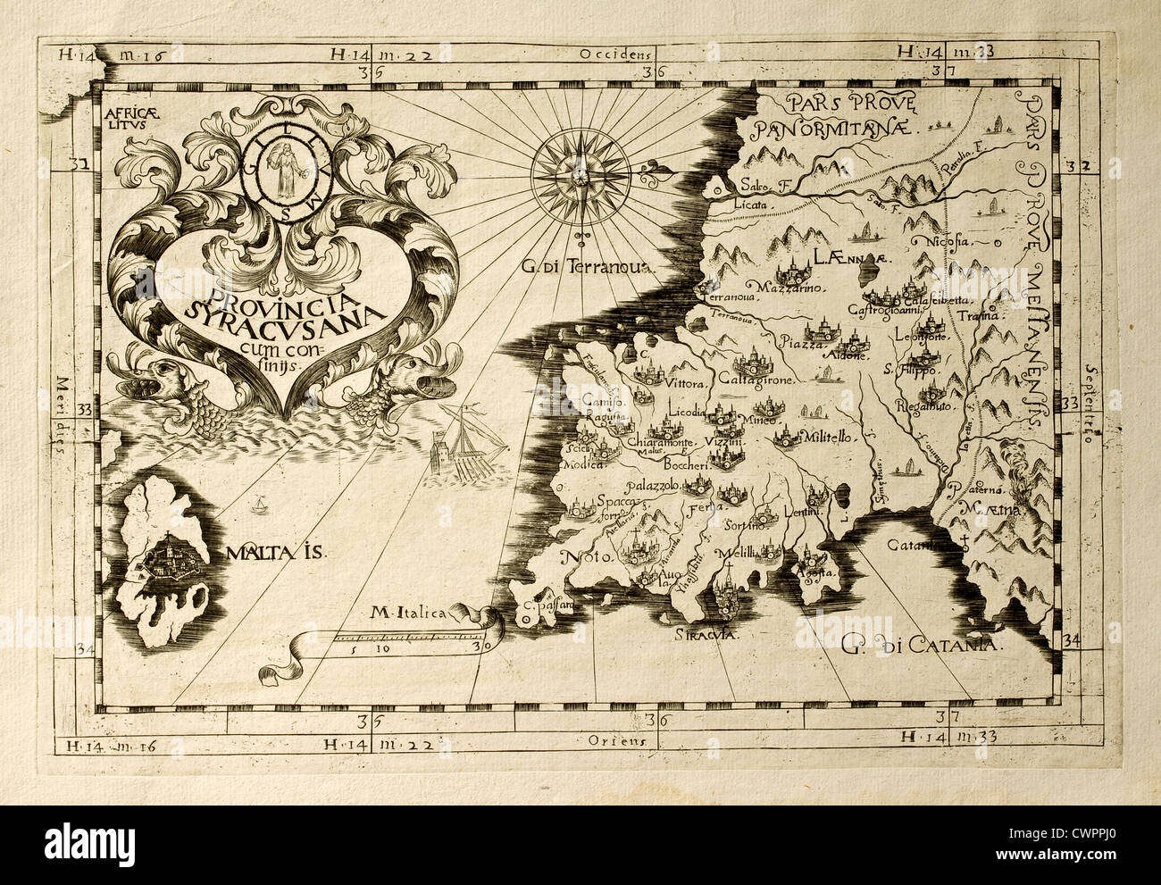 Old map in frame hi-res stock photography and images - Alamy