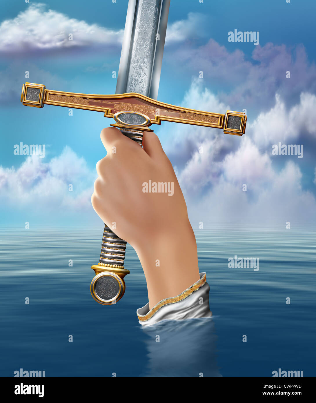 Medieval illustration excalibur sword hi-res stock photography and ...