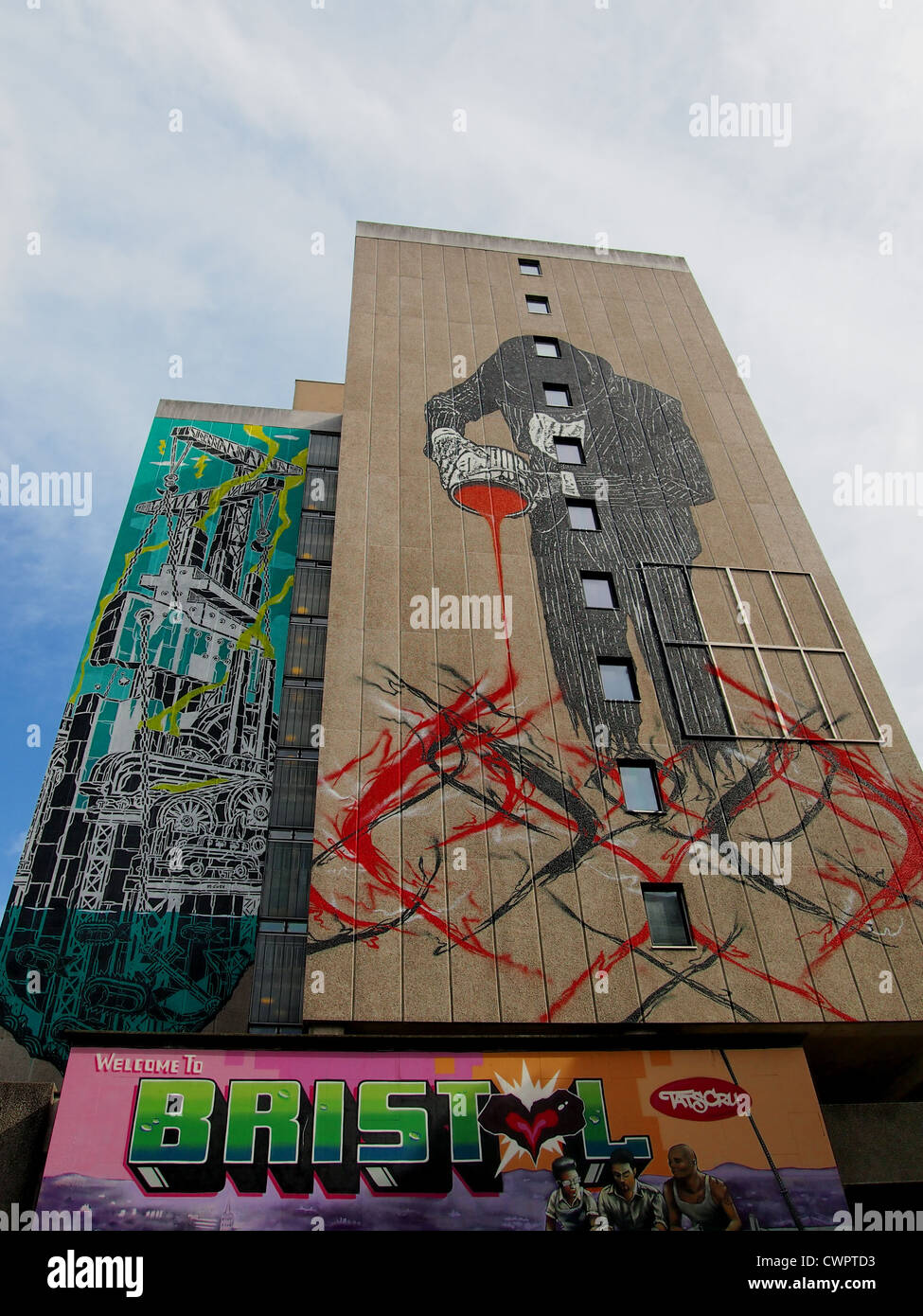 Three Separate Pieces of Street-Art in Same Location, Bristol Stock ...