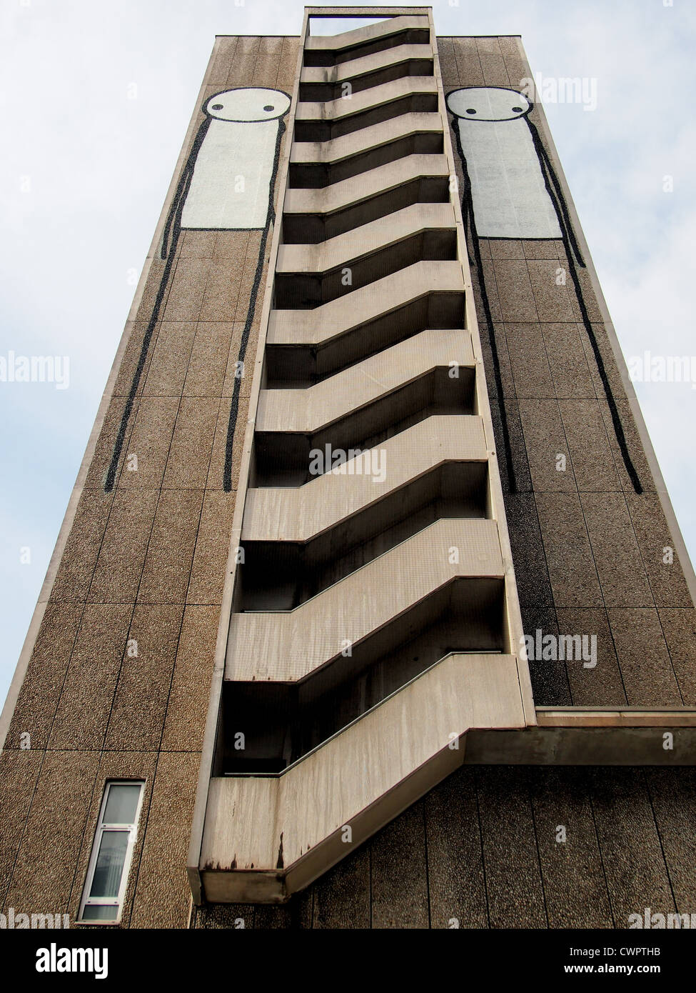 Stick-Man Street-Art On Tower Block, Bristol Stock Photo - Alamy