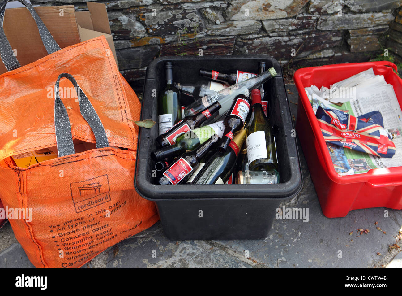 recycling organized into different kinds for doorstep collection ...