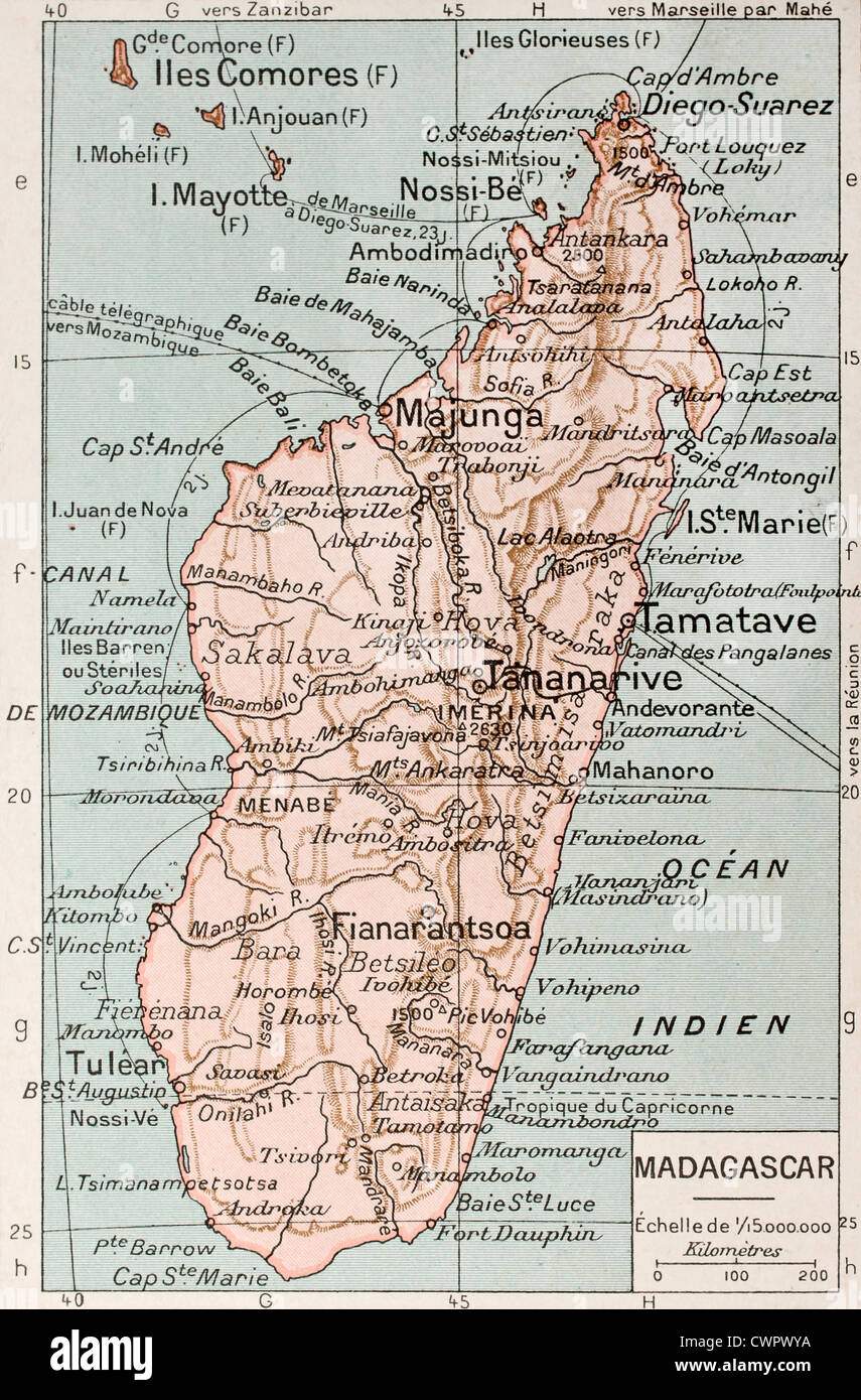 Vintage map madagascar grunge hi-res stock photography and images - Alamy