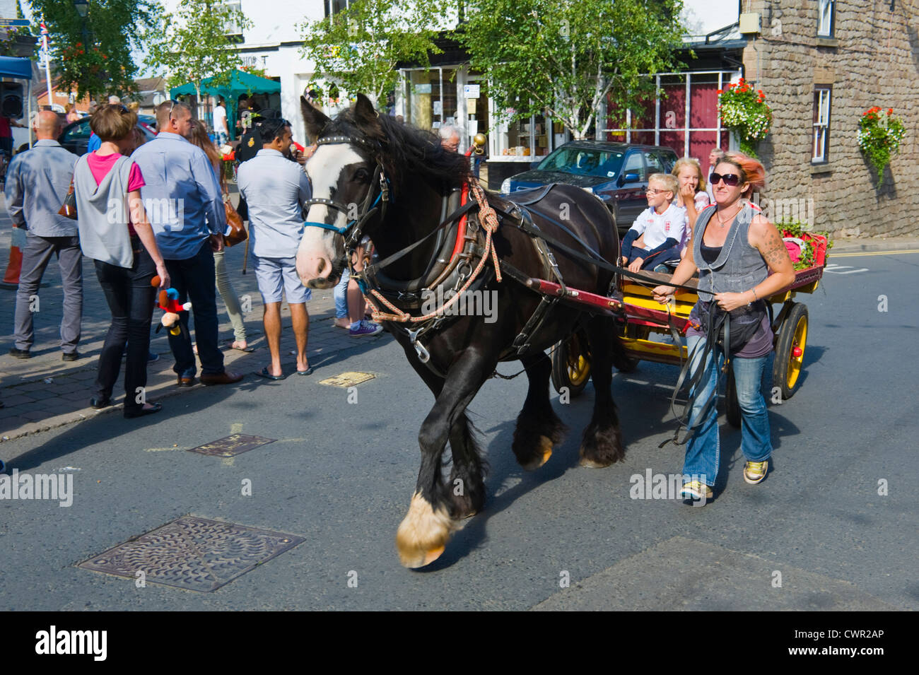 Horse and cart rides for visitors at Bromyard Hop Festival, Bromyard ...