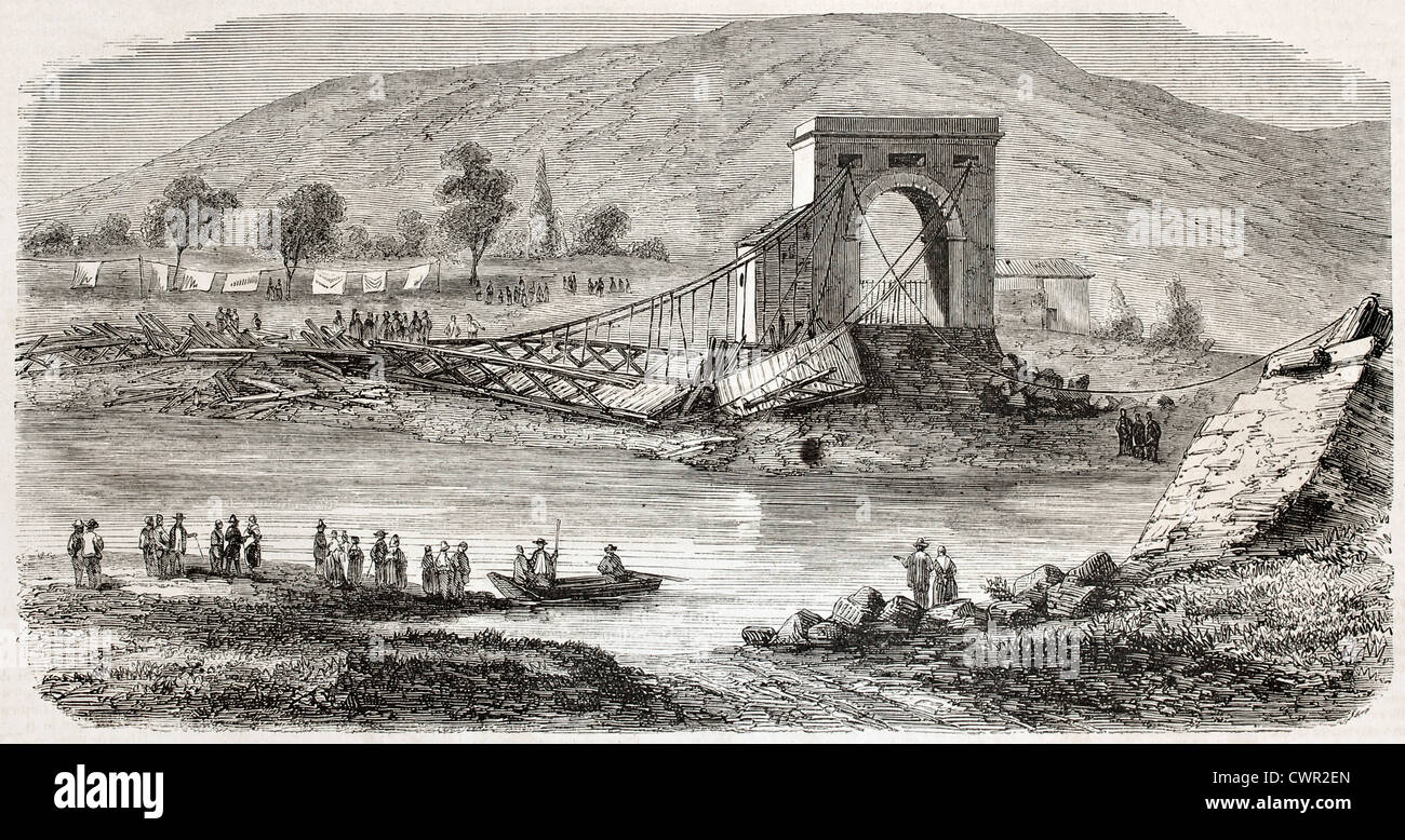 Fallen bridge near Tournon Stock Photo - Alamy