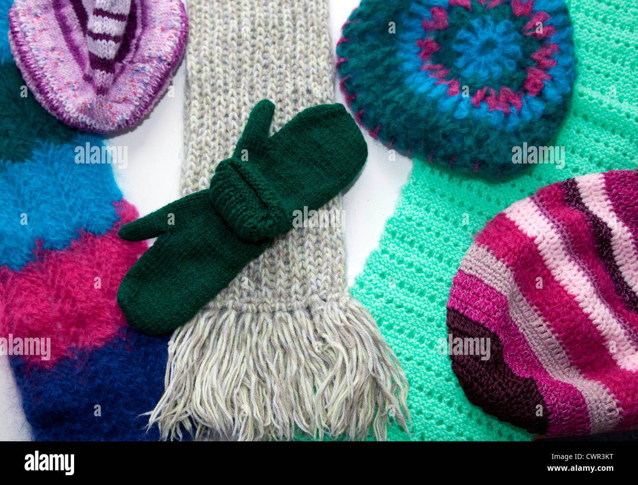 Knitted goods produced by women asylum seekers, London Stock Photo - Alamy