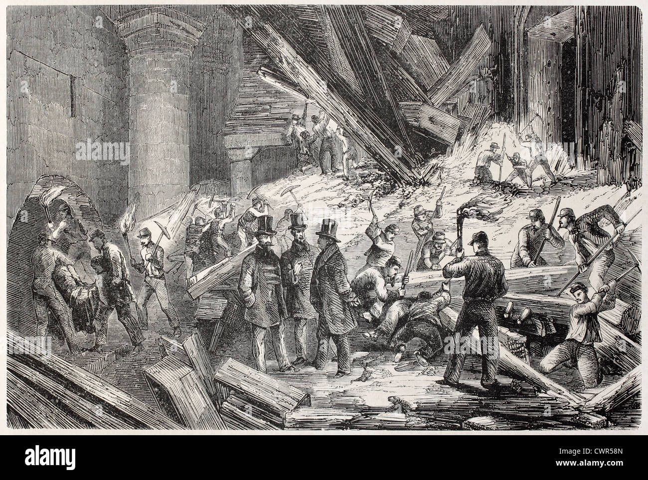 rescue operations after Vincennes castle tower collapse Stock Photo - Alamy