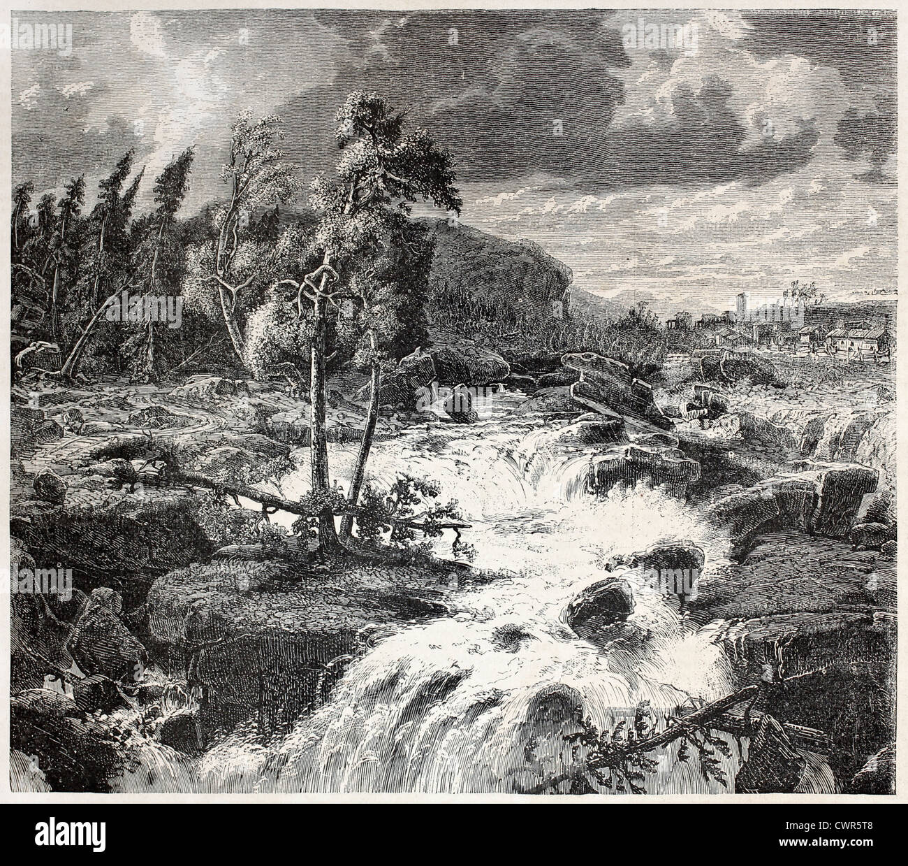 Waterfalls in storm beginning Stock Photo - Alamy