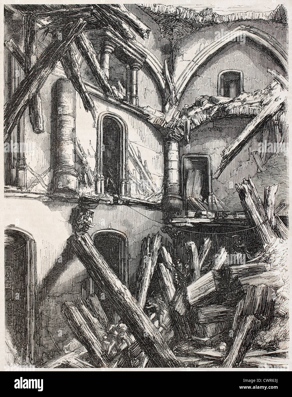 victim transportation after Vincennes castle tower collapse Stock Photo ...