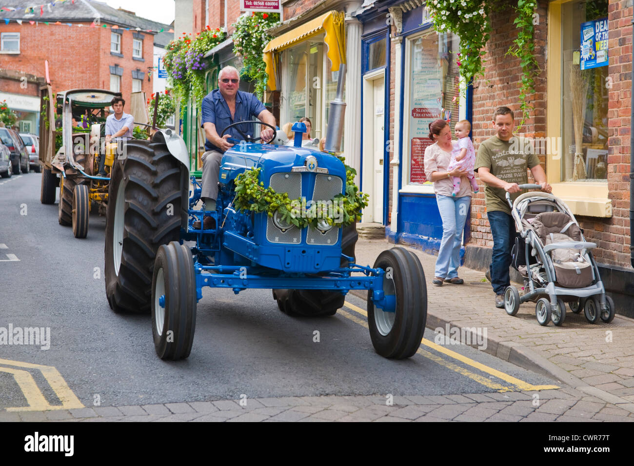 Vintage tractors at opening of Bromyard Hop Festival, Bromyard ...
