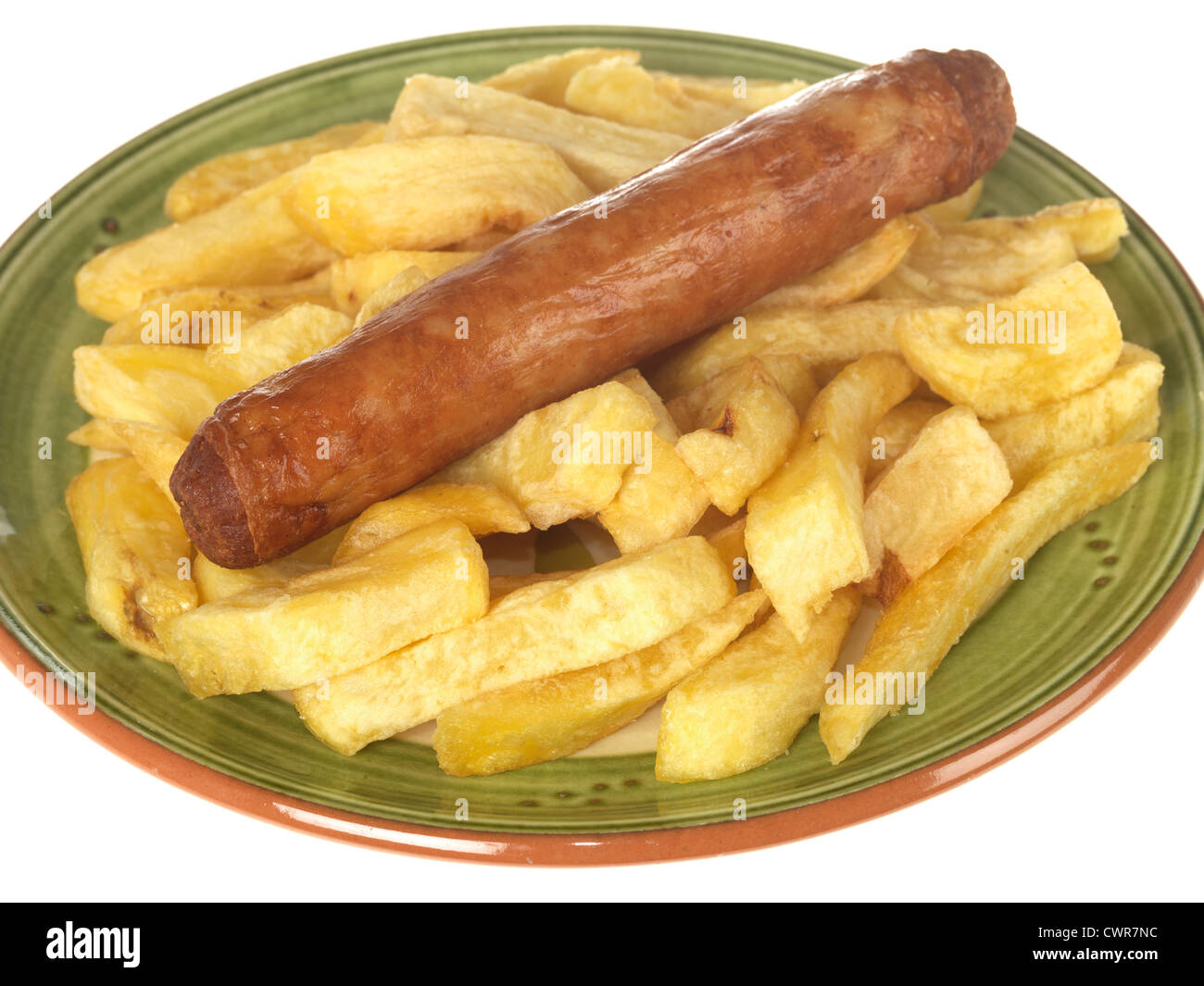 Authentic Traditional British Fish N' Shop Jumbo Pork Sausage And Chips ...
