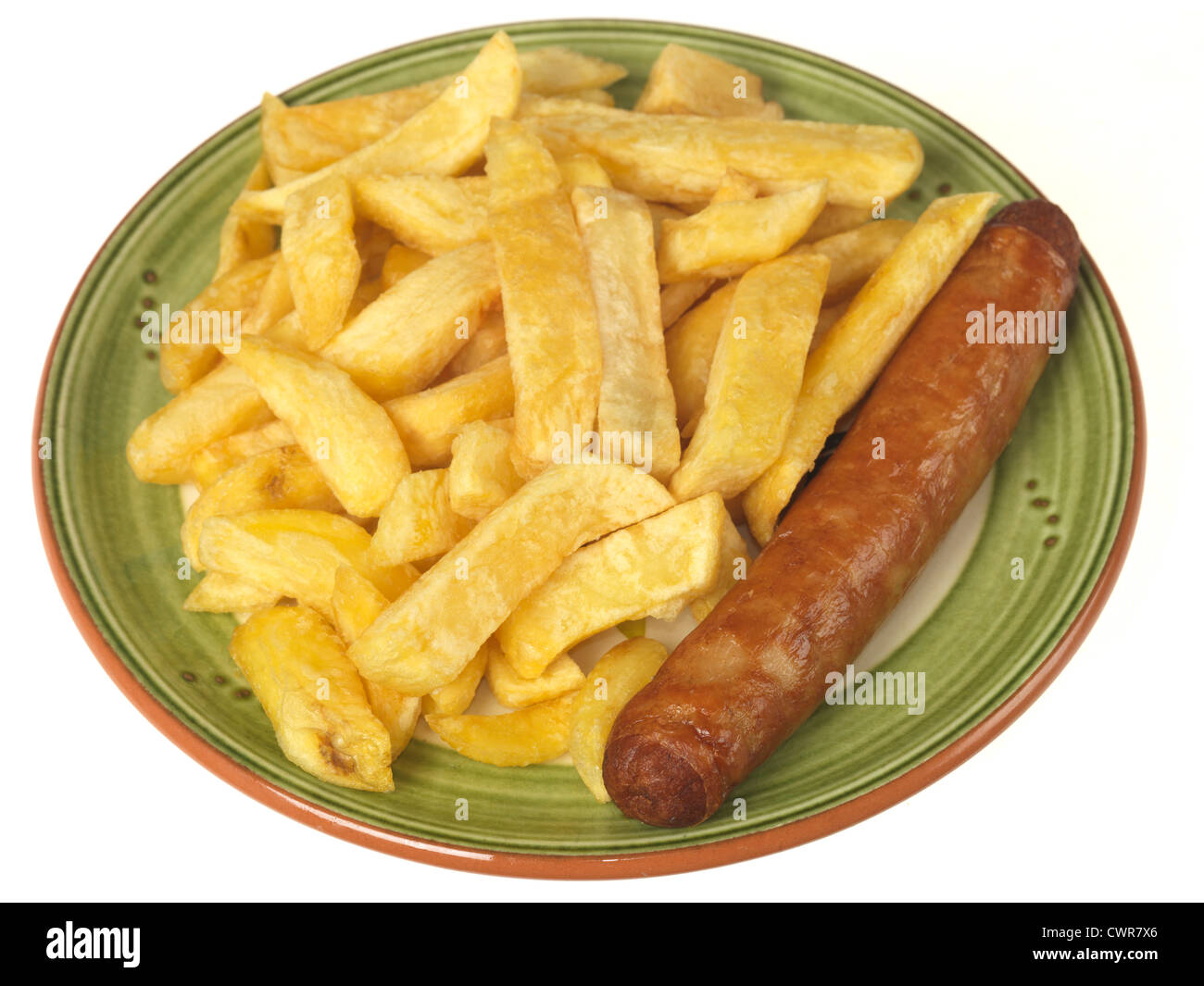 Authentic Traditional British Fish N' Shop Jumbo Pork Sausage And Chips ...
