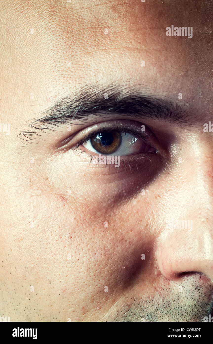 Brown color male eye, close up image Stock Photo - Alamy