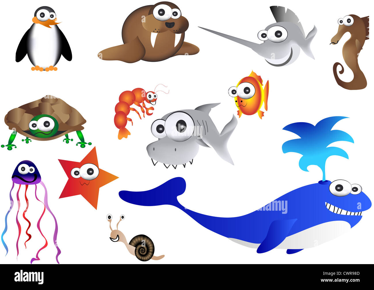 sea animals vector illustration of ocean life Stock Photo - Alamy