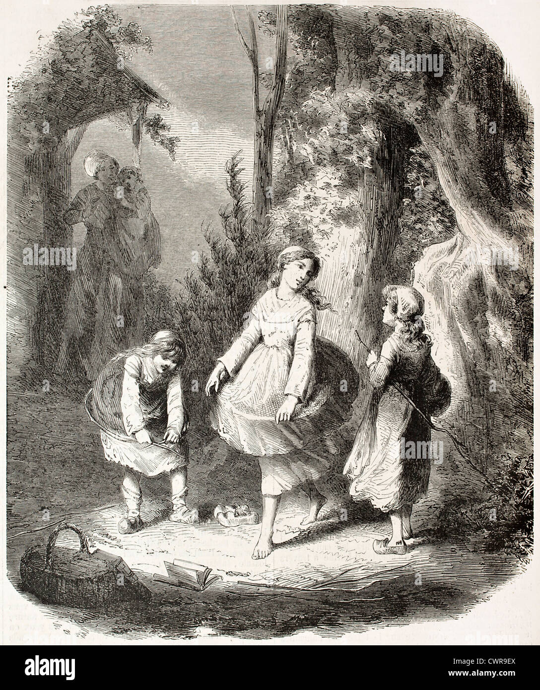 Girls creating crinoline Stock Photo - Alamy