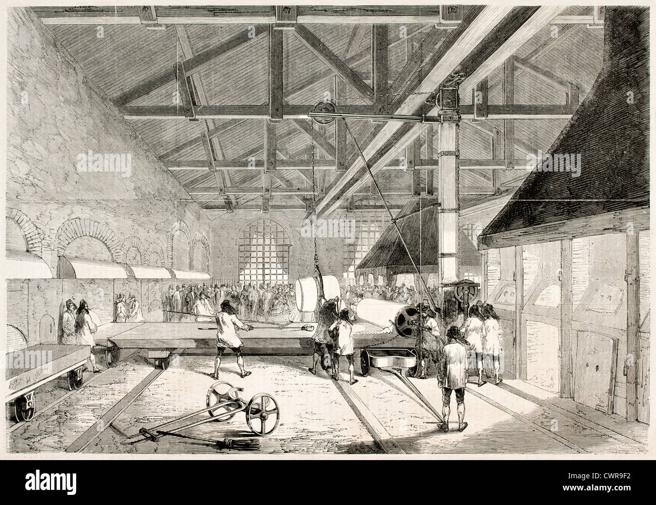 Glass casting in Saint-Gobain factory, France Stock Photo - Alamy