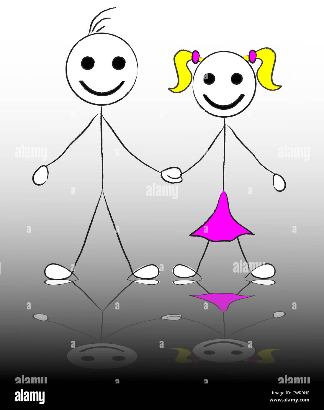 Happy doodle stick children hi-res stock photography and images - Alamy
