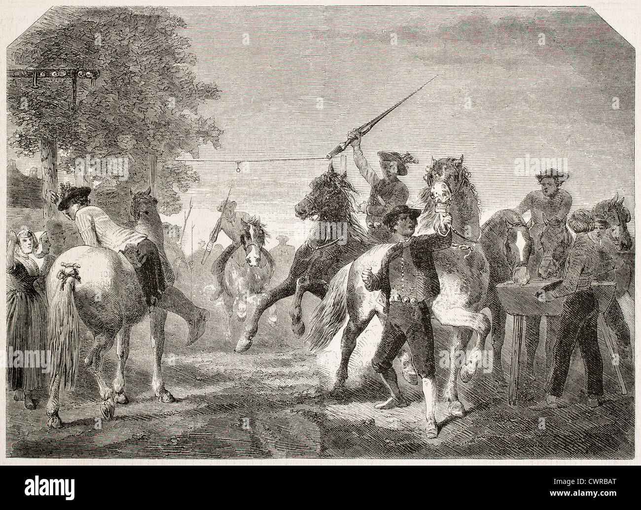 Riding old illustration horse hi-res stock photography and images - Alamy