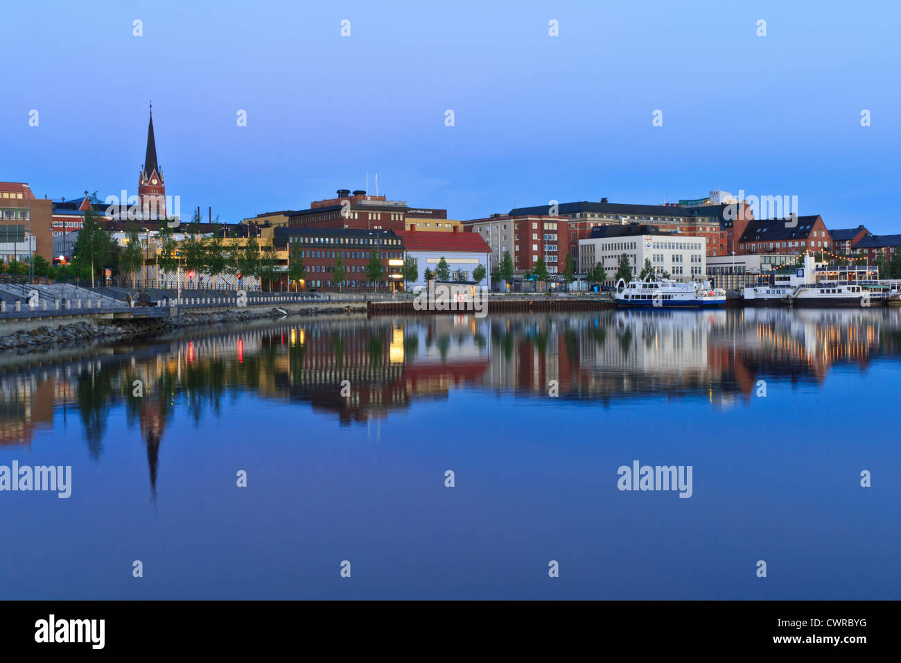 Reflections of Luleå in Northern Sweden at Twilight Stock Photo - Alamy