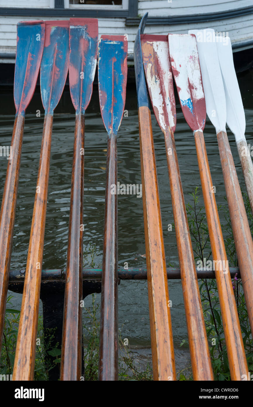 Boat oars stacked in an interesting pattern in a boat yard at Richmond ...