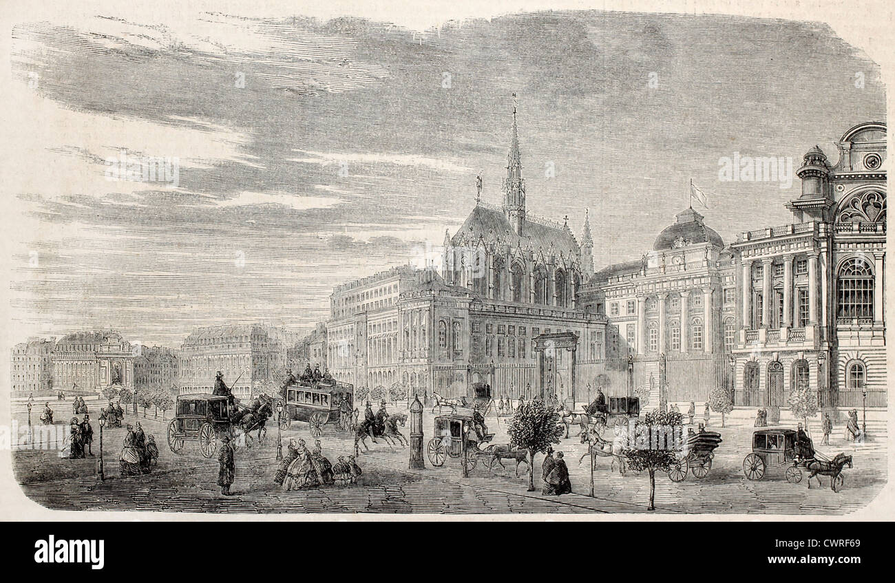 Justice Palace with holy Chapel in Boulevard de Sebastopol, Paris Stock ...