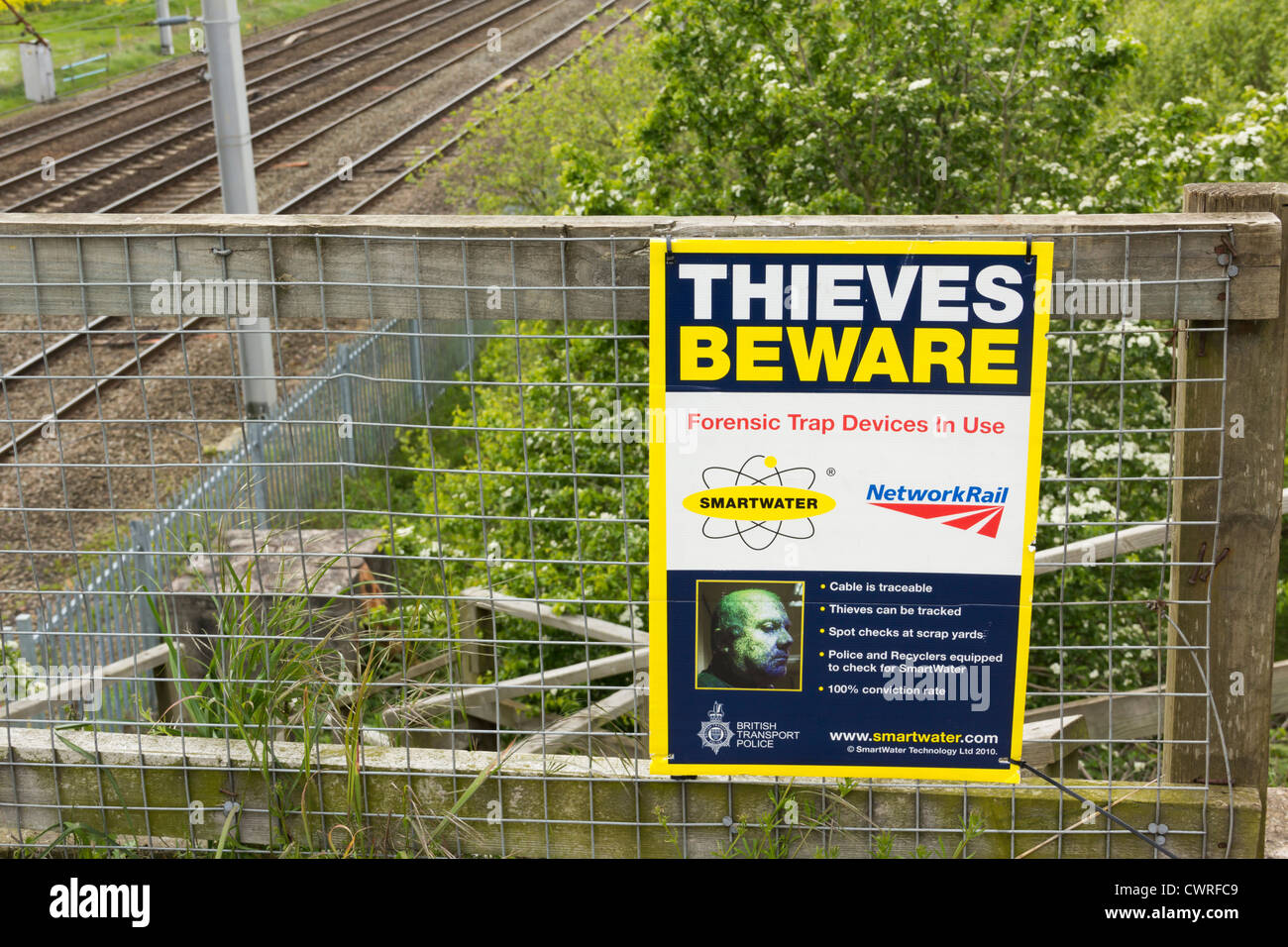 Smartwater in use warning signs near the West Coast mail line ...