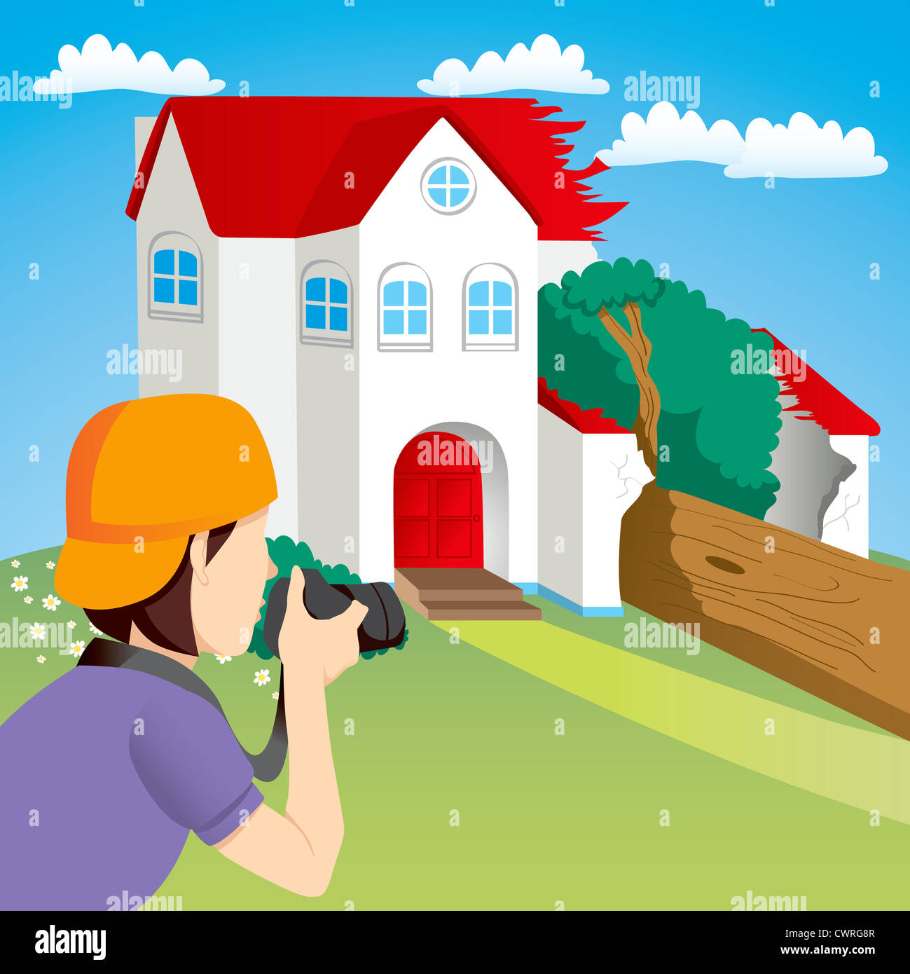 House cartoon destroyed hi-res stock photography and images - Alamy
