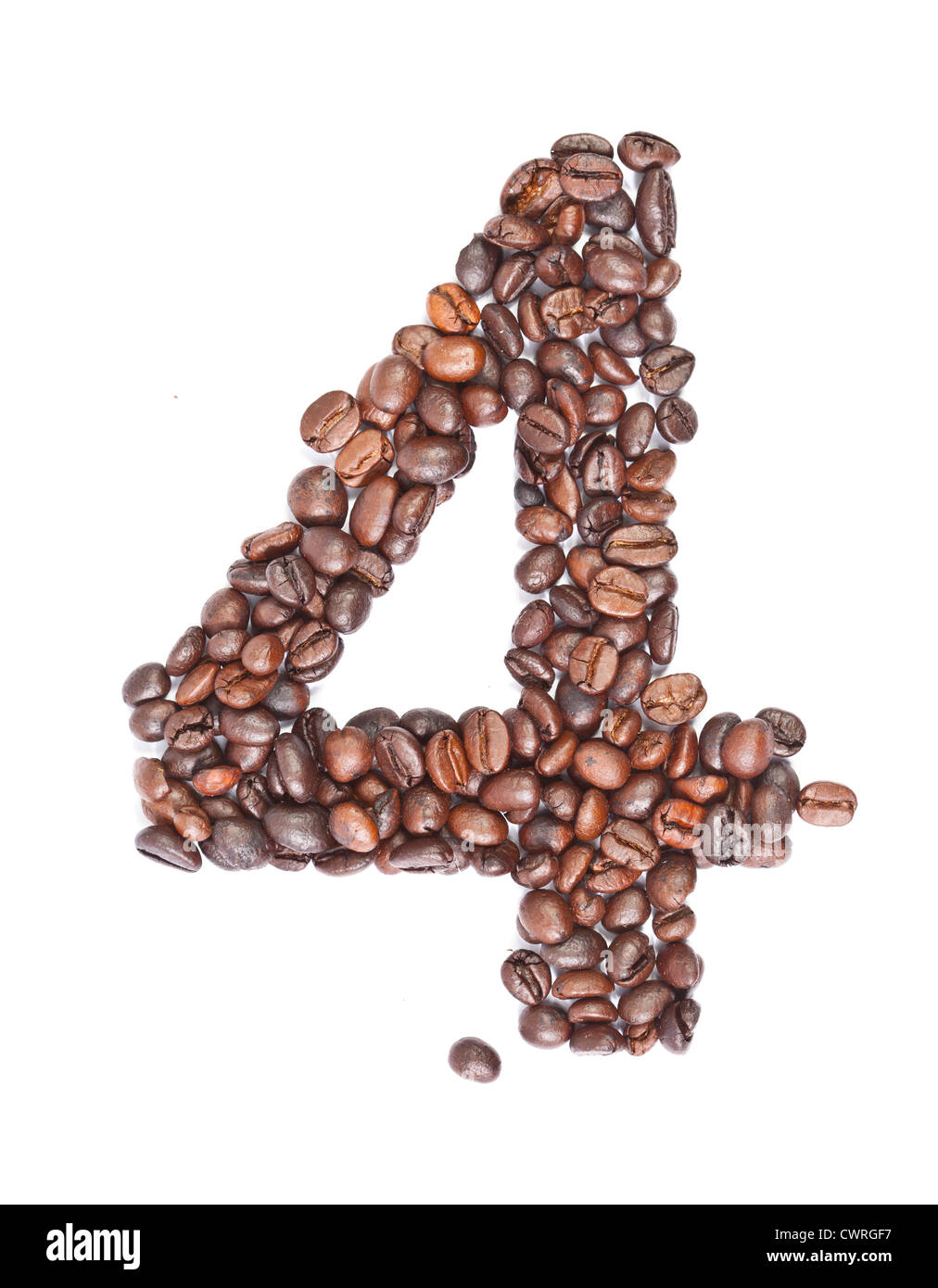 4, number made with coffee beans on a white background Stock Photo - Alamy