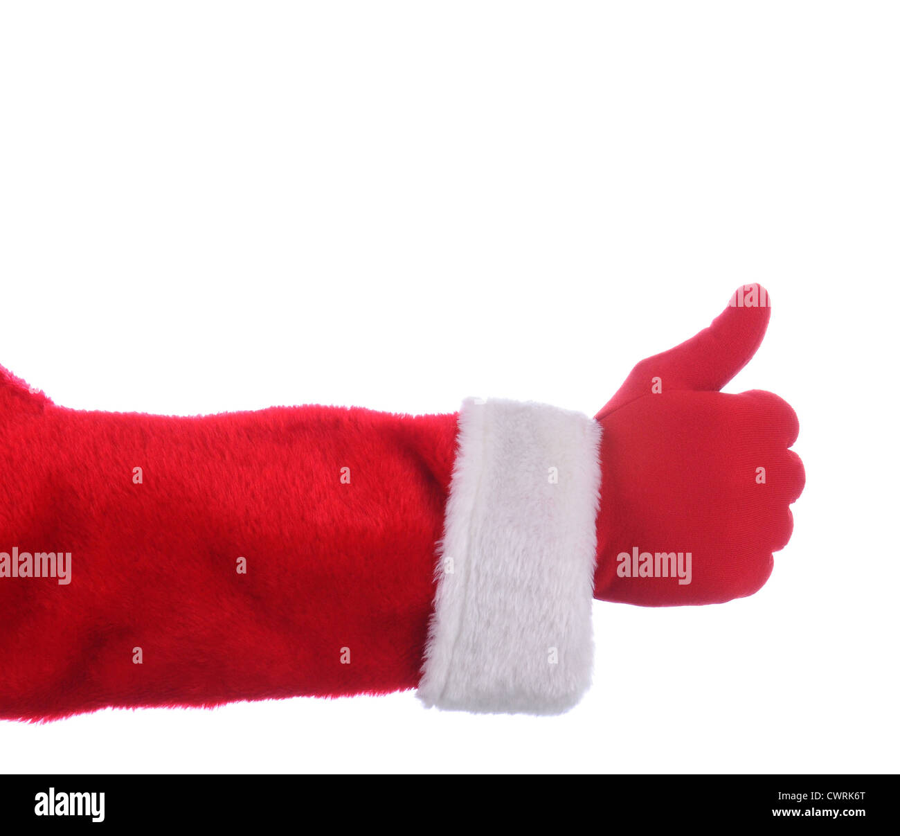 Santa Claus outstretched arm making thumbs up gesture. Horizontal ...