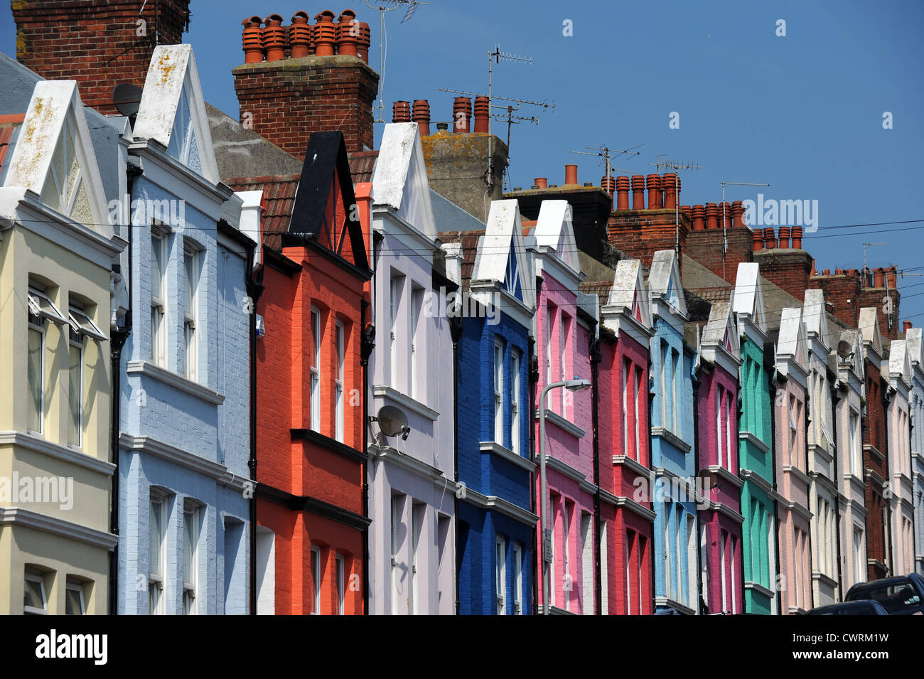 Brighton UK - The different coloured houses in Blaker Street Brighton ...