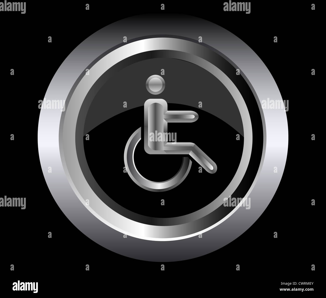 disabled Stick man in wheelchair metal icon vector illustration Stock ...