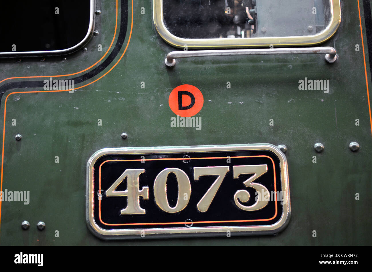 caerphilly castle steam train cab number Stock Photo - Alamy