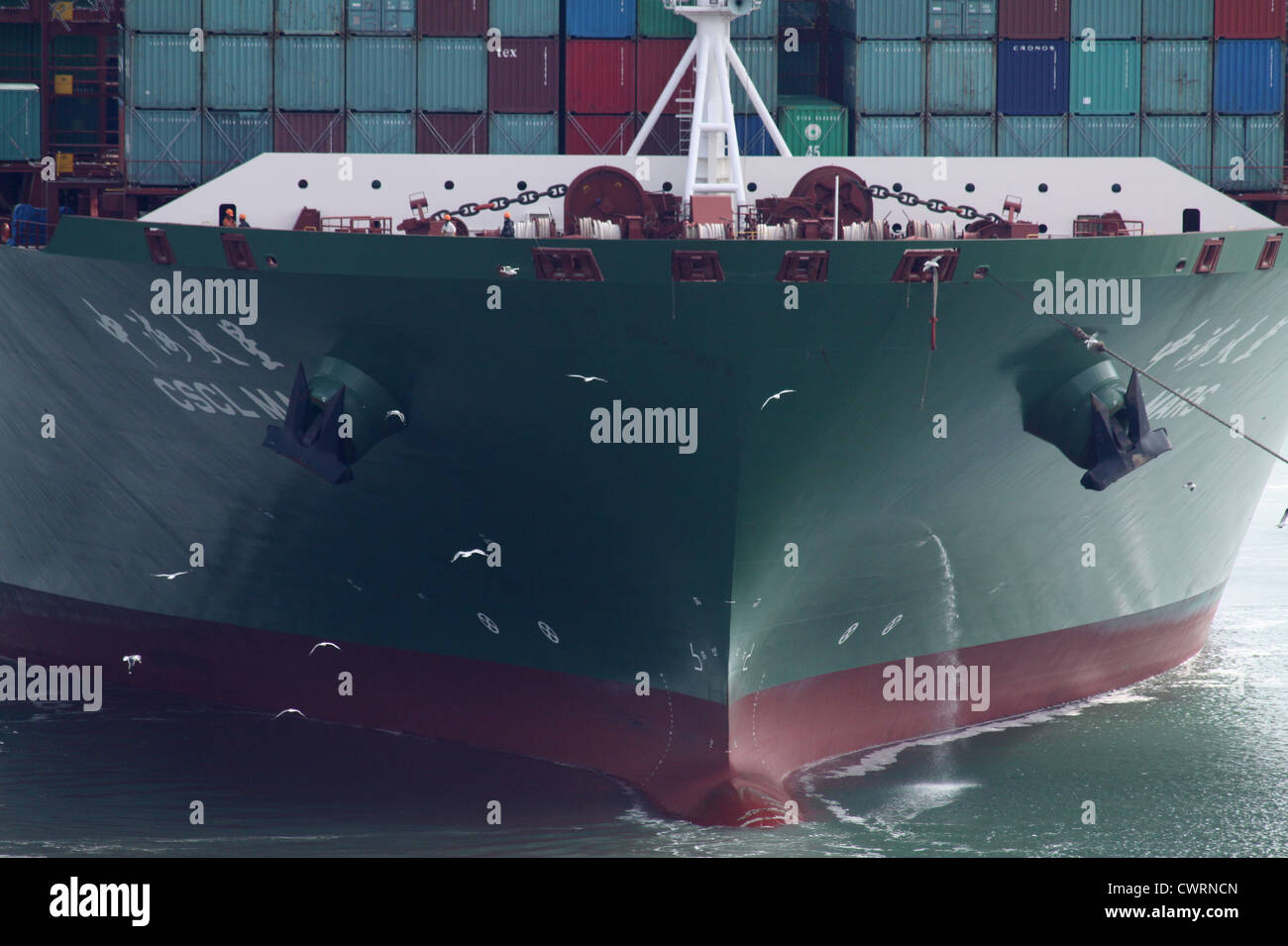 Container ship leaves port terminal hi-res stock photography and images ...