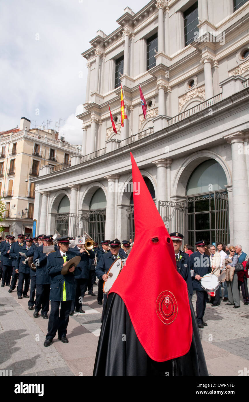 Nazareno at La Soledad procession. Oriente Square, Madrid, Spain Stock ...