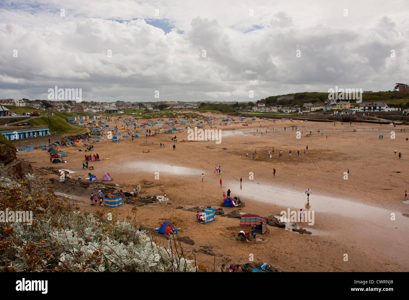 Bude beach and man made lido beach pool in Cornwall, England, UK Stock ...