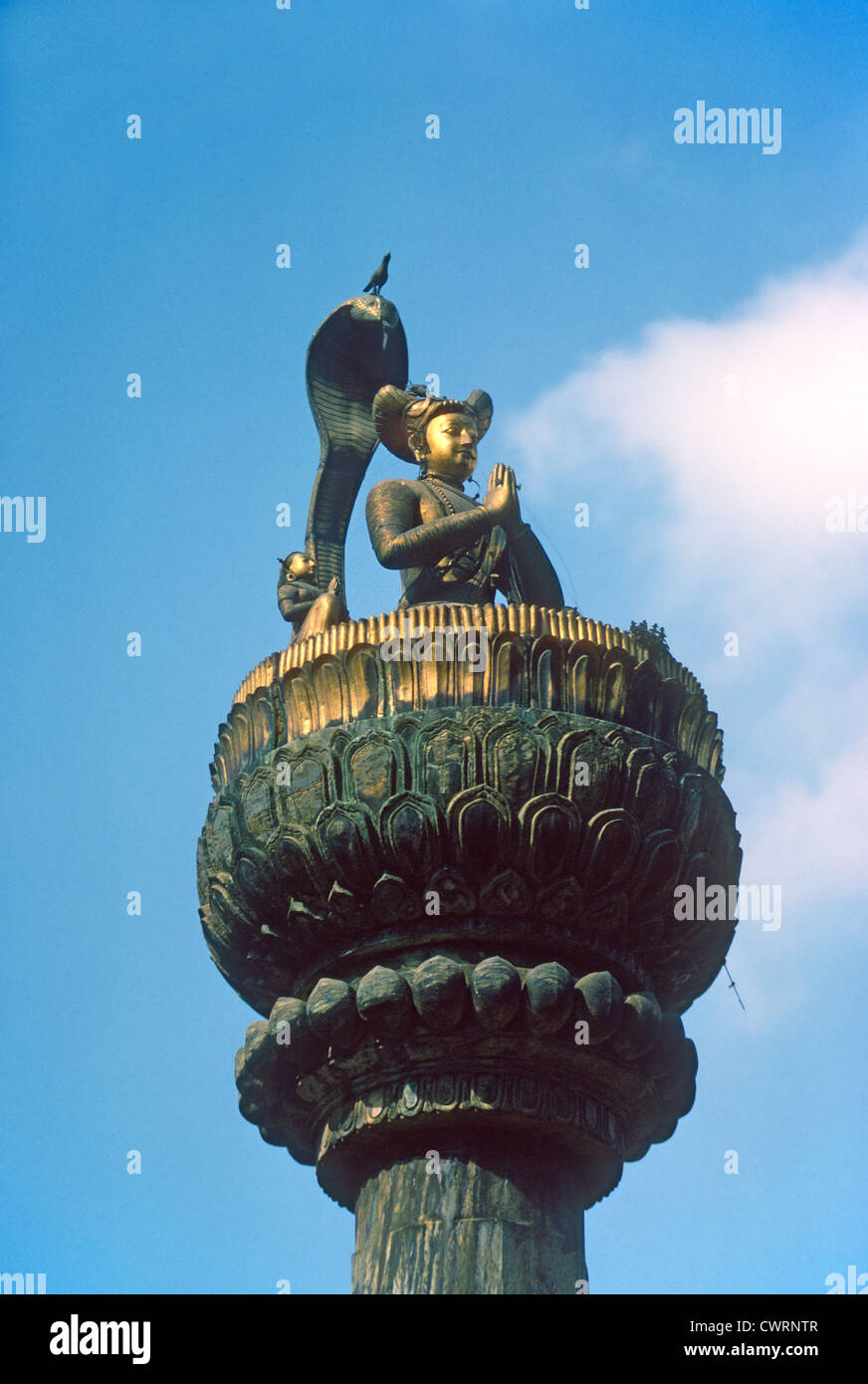King Yoganarendra Malla column Durbar Square Patan Kathmandu Nepal ...