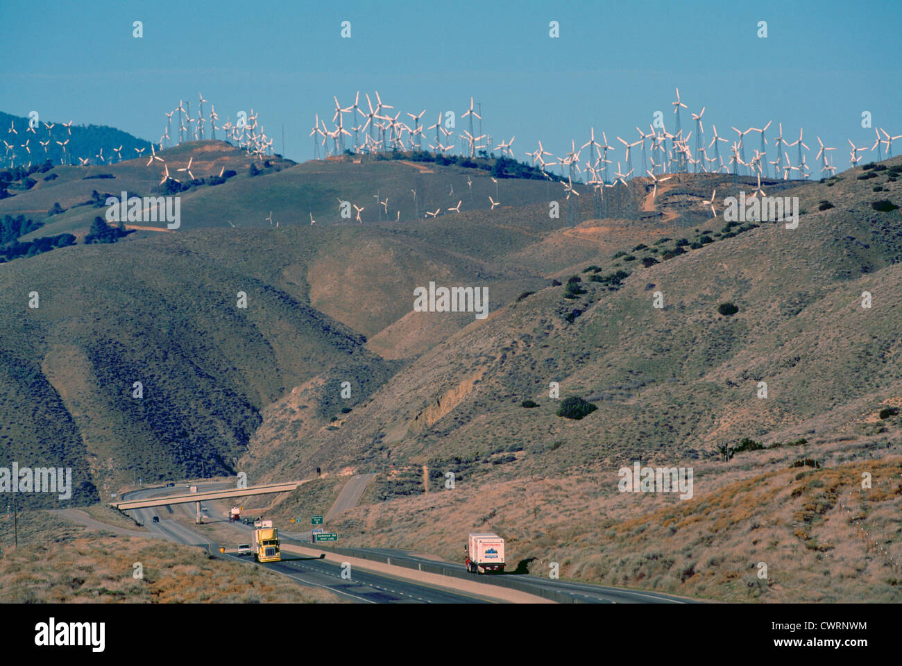 Wind Turbines on Wind Farm in the Tehachapi Valley along Highway 58 ...
