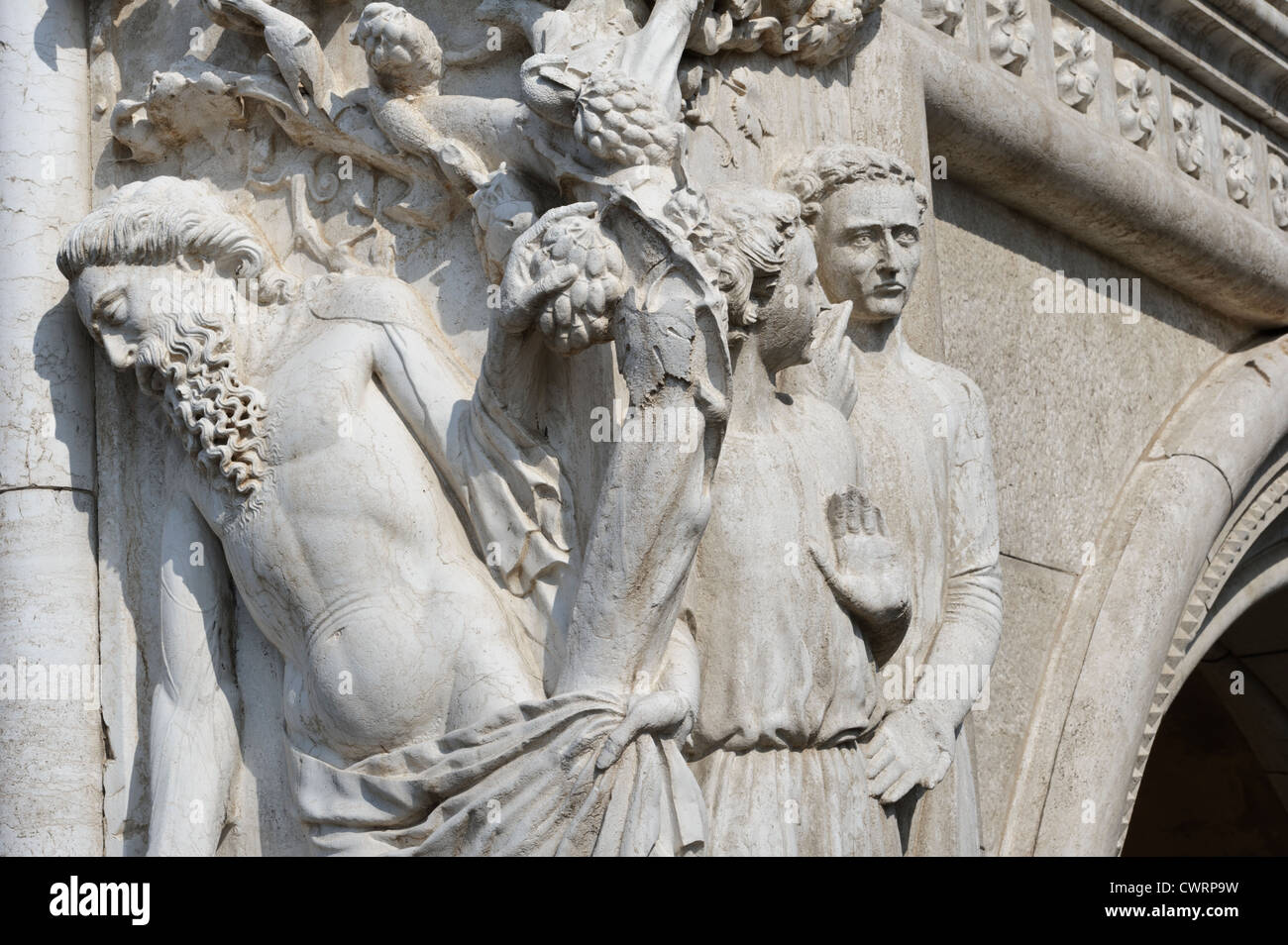 Drunken Noah and his sons bas relief, Doge's Palace, Venice, Italy ...