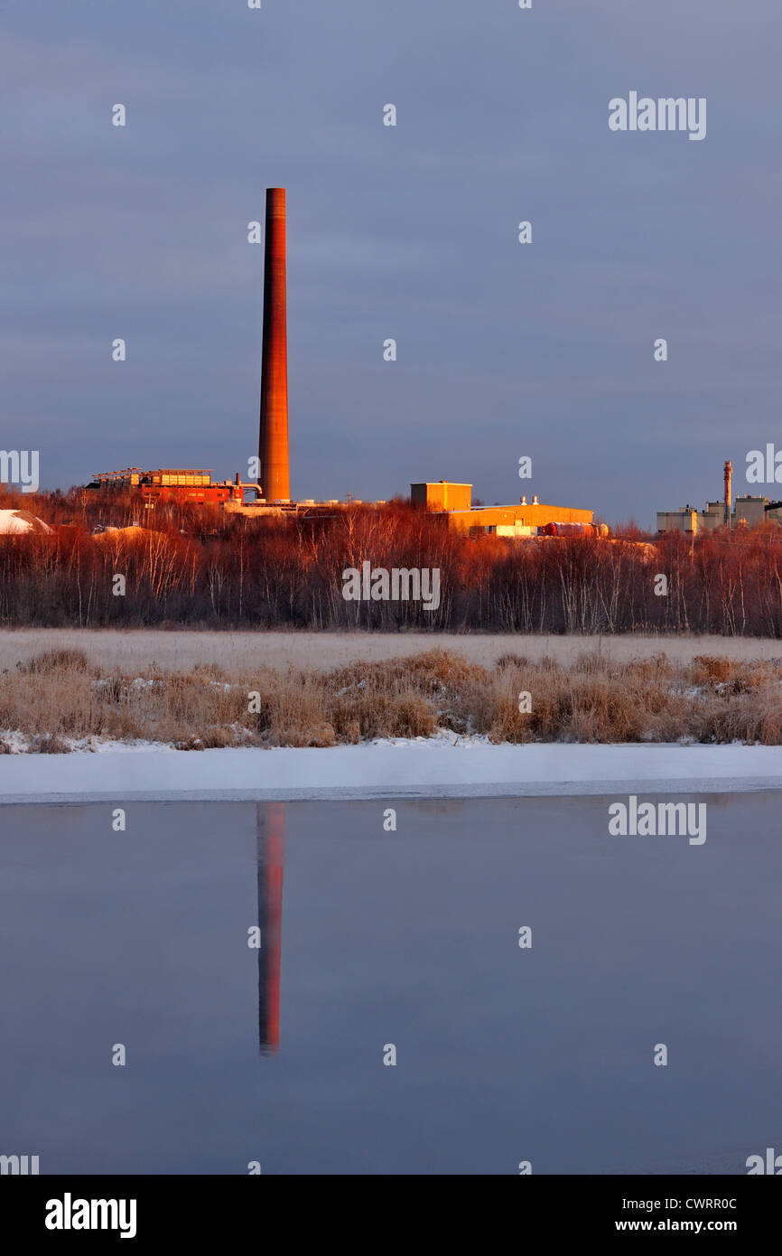 Vale Superstack reflected in Junction Creek, Greater Sudbury, Ontario ...