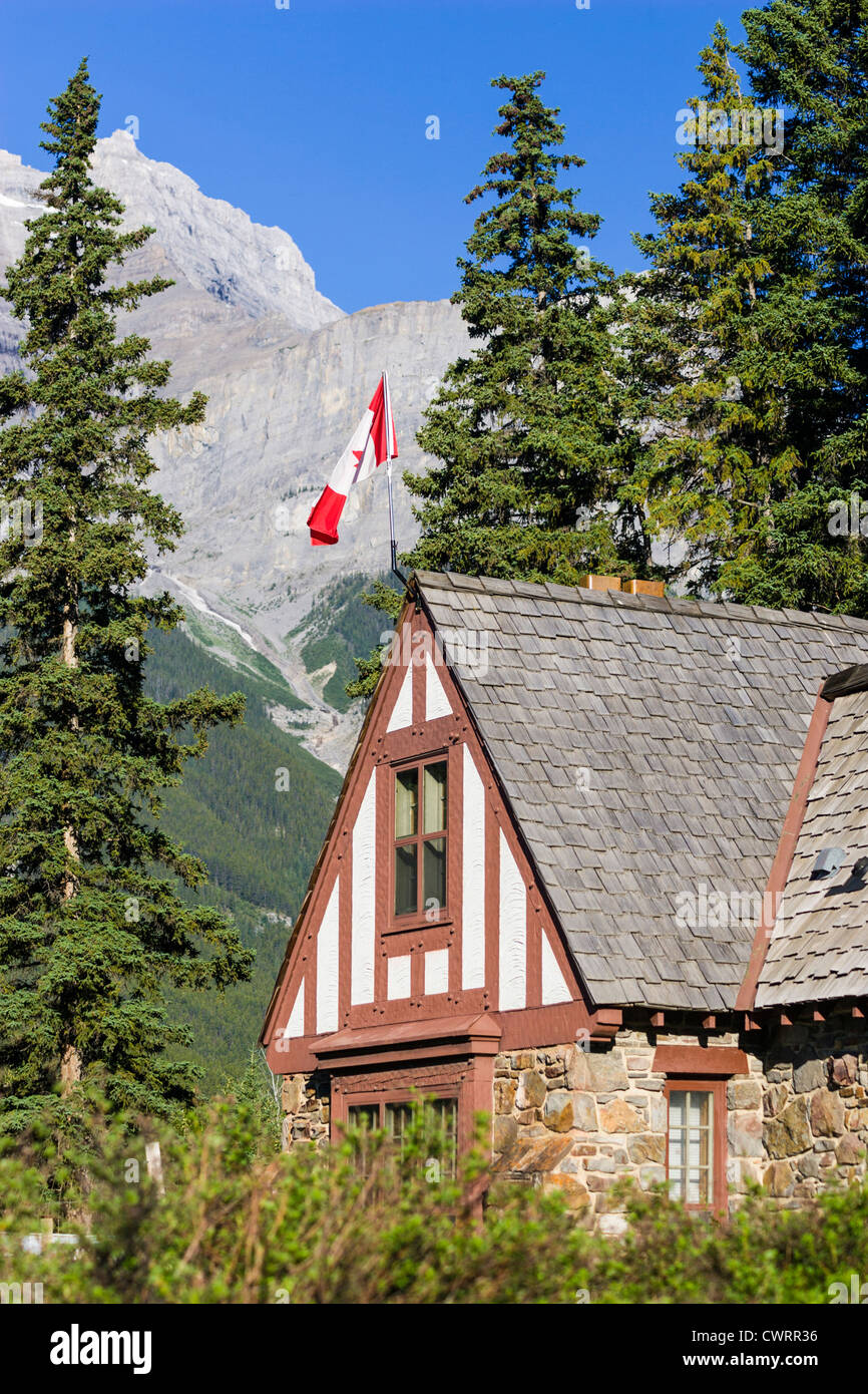Rocky mountains banff national park canada flag hi-res stock ...